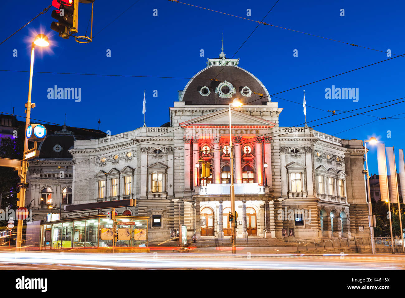 Volkstheater building in Vienna Austria at night Stock Photo - Alamy