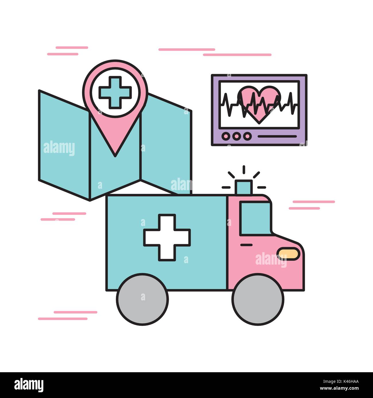 Map pin symbol ambulance icon hi-res stock photography and images - Alamy