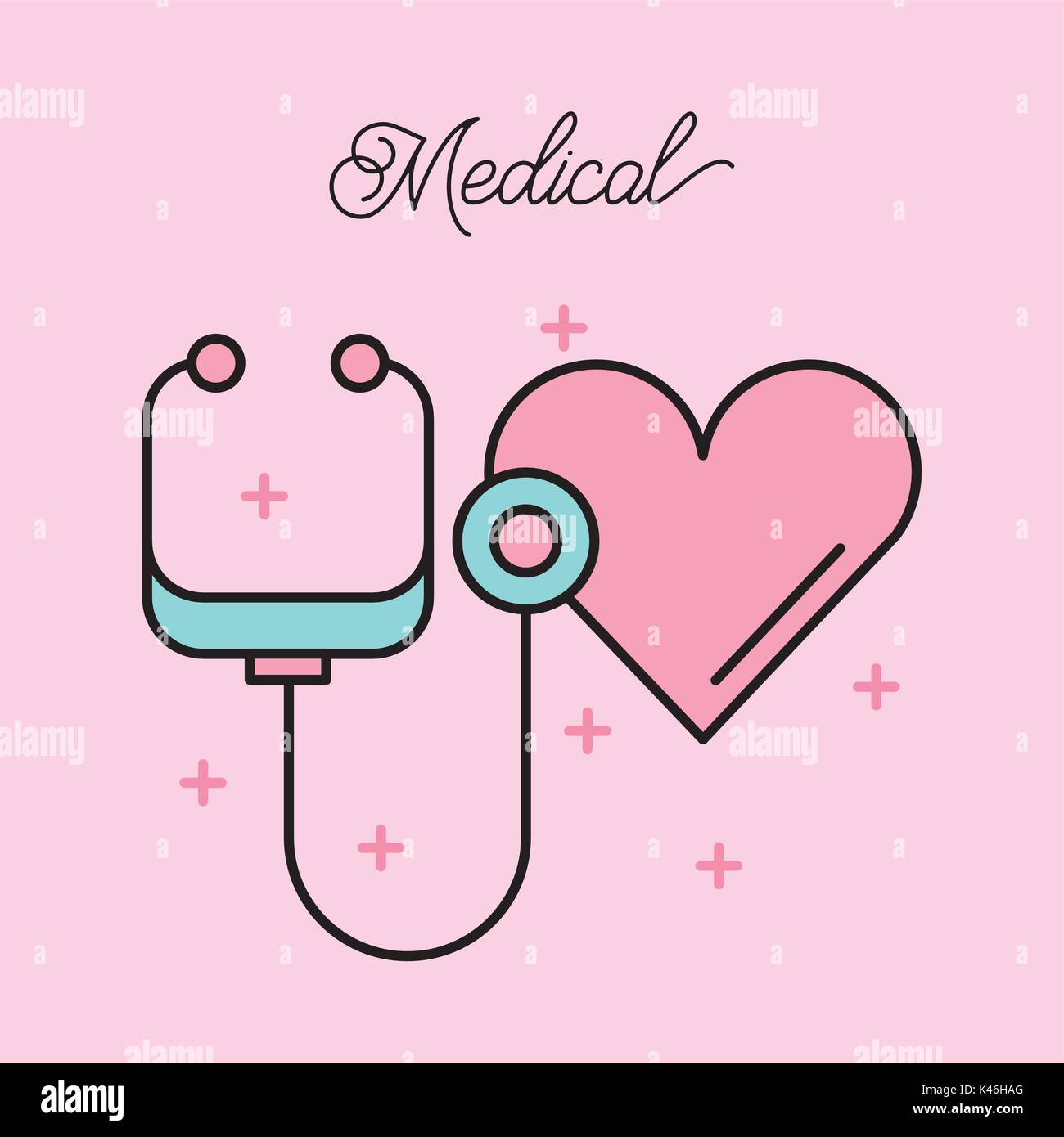 medical heart and stethoscope cardiology symbol Stock Vector Image ...