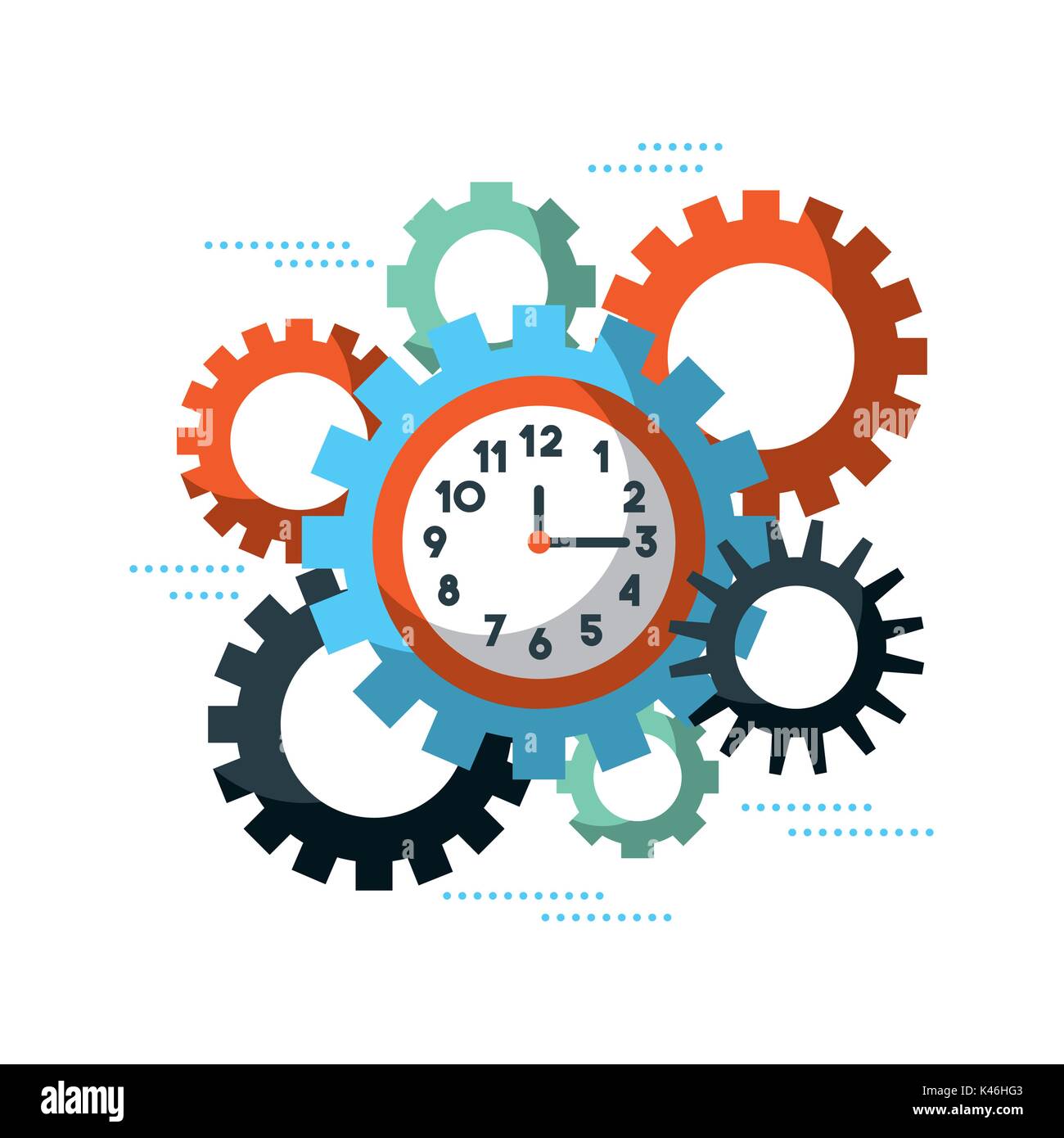 business clock time gears team work cooperation Stock Vector Image ...