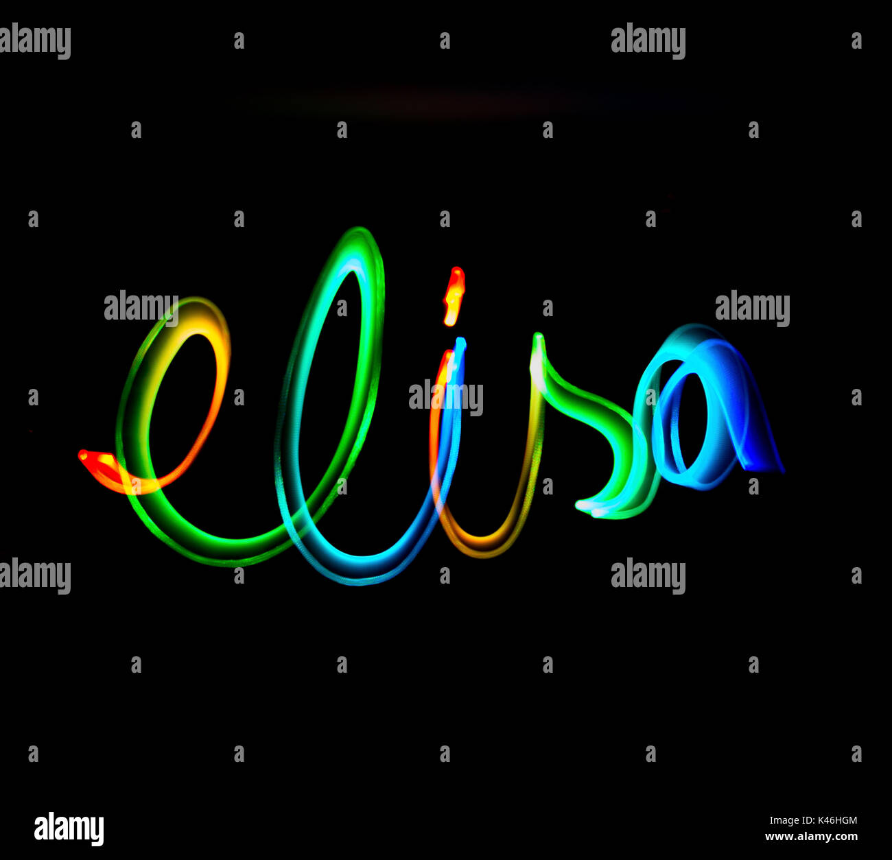 Own name made with light Elisa light painting Stock Photo - Alamy