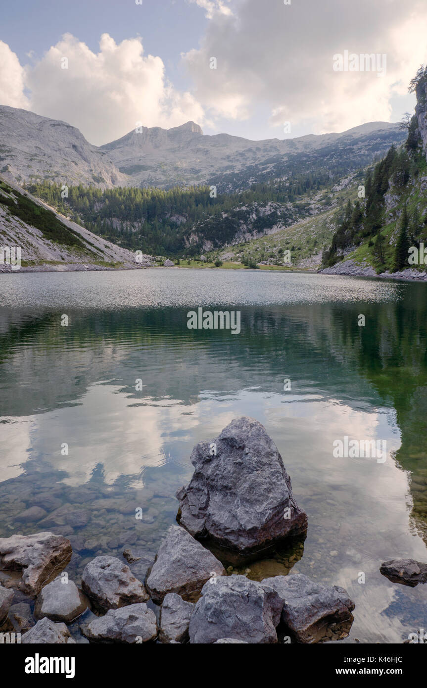 Reflections in Krn lake, Julian alps Stock Photo - Alamy