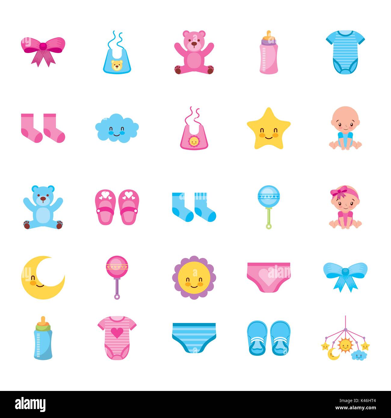 cute set of baby shower elements decoration celebration Stock Vector ...