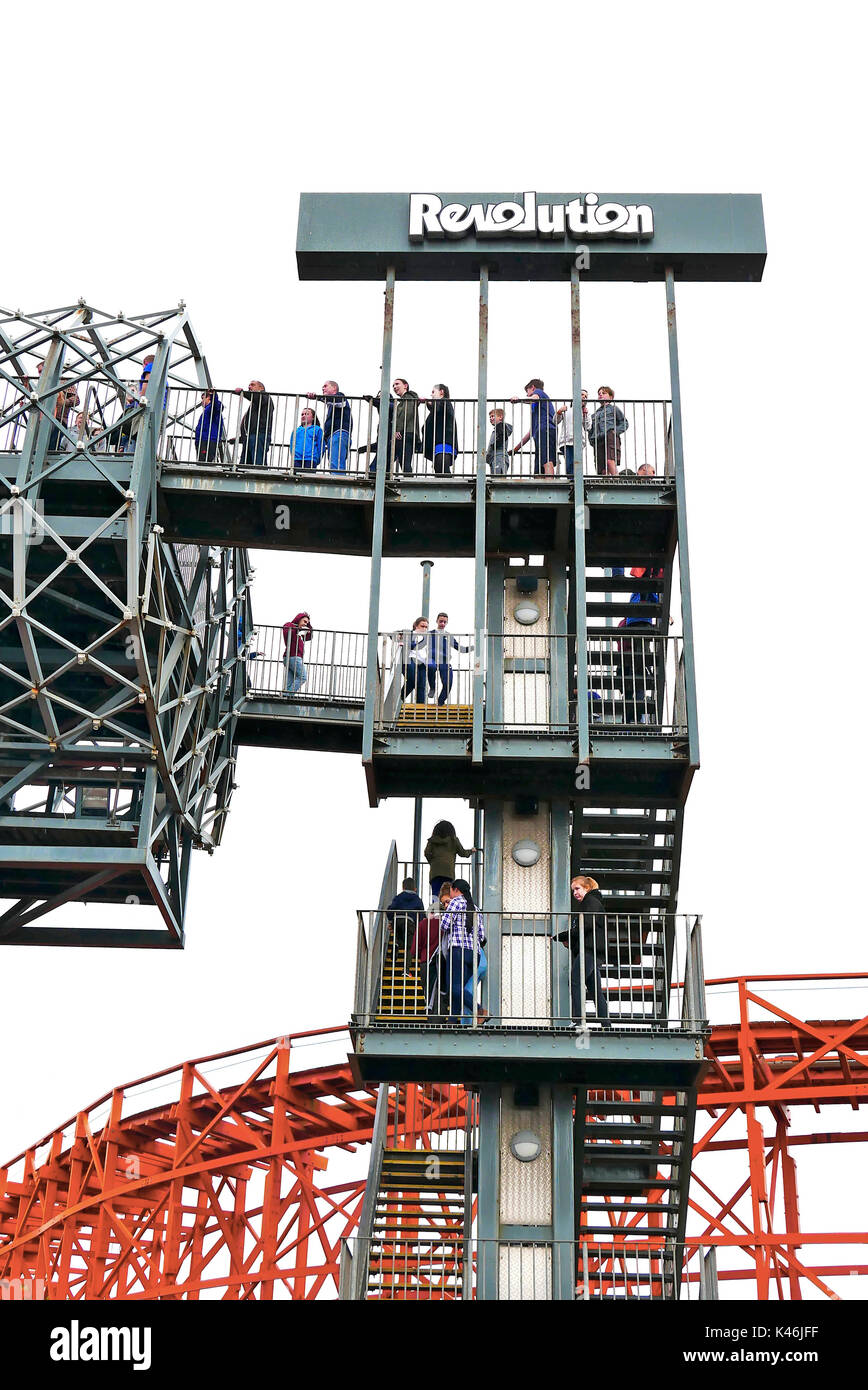 People queuing for the Revolution roller coaster ride on Blackpool ...