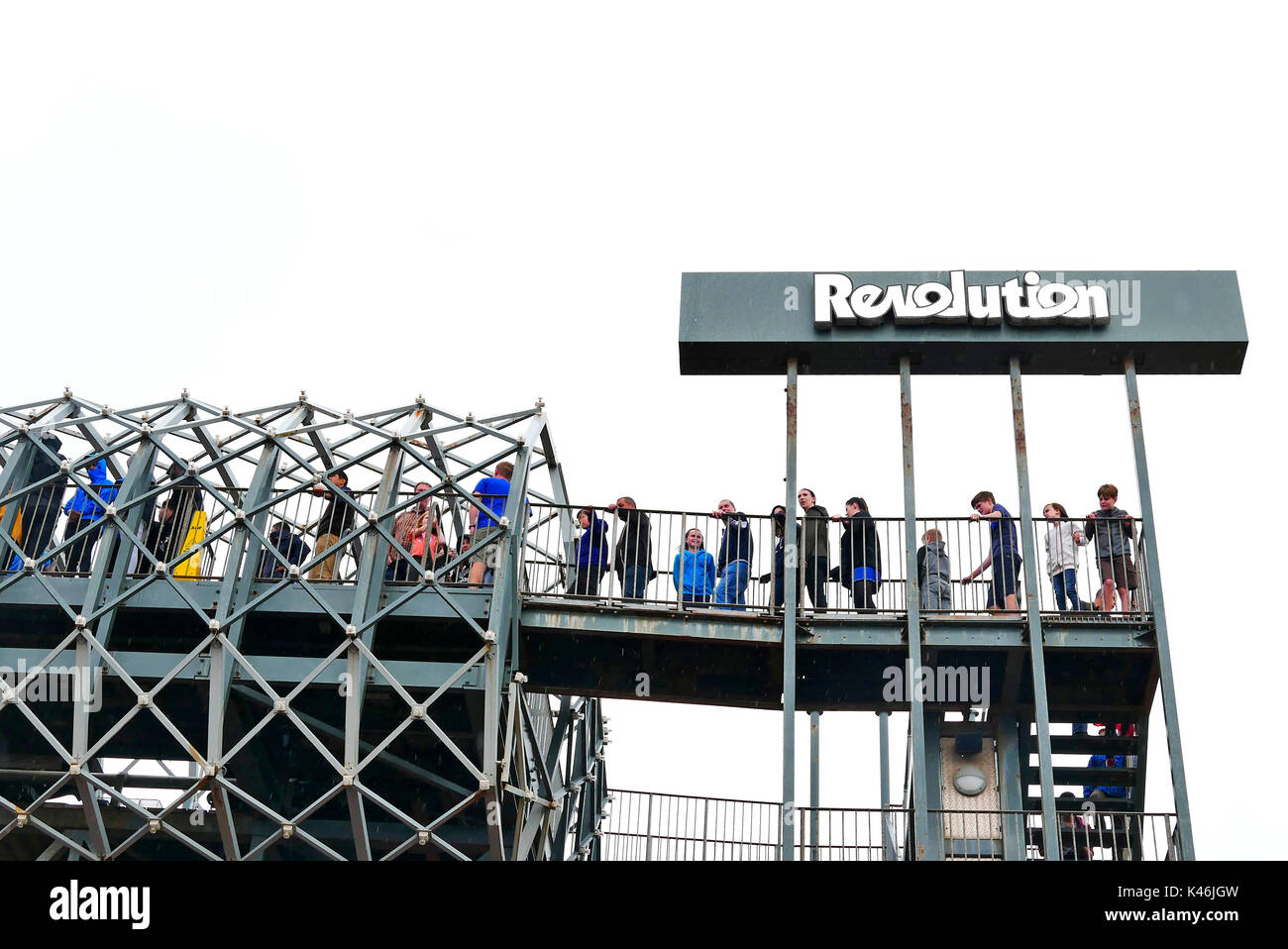 People queuing for the Revolution roller coaster ride on Blackpool ...