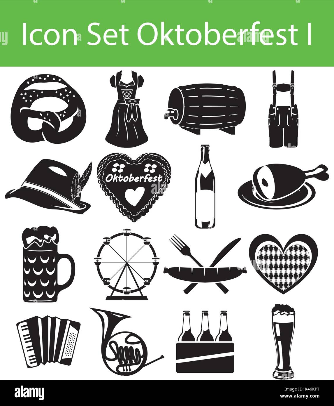 Icon Set Oktoberfest I with 16 icons for the creative use in graphic ...