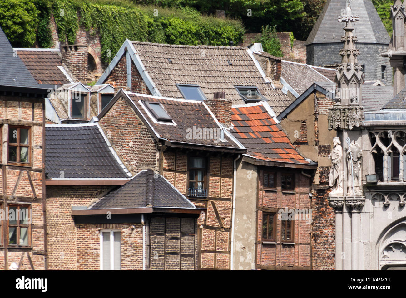 Old timber framed houses in city center liege Stock Photo - Alamy