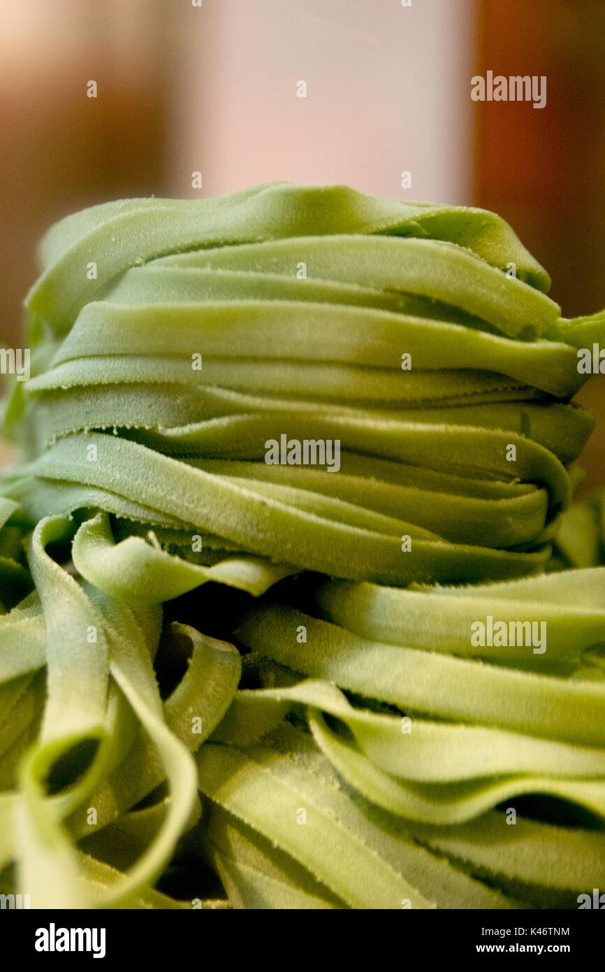 Green Spaghetti pasta Stock Photo - Alamy