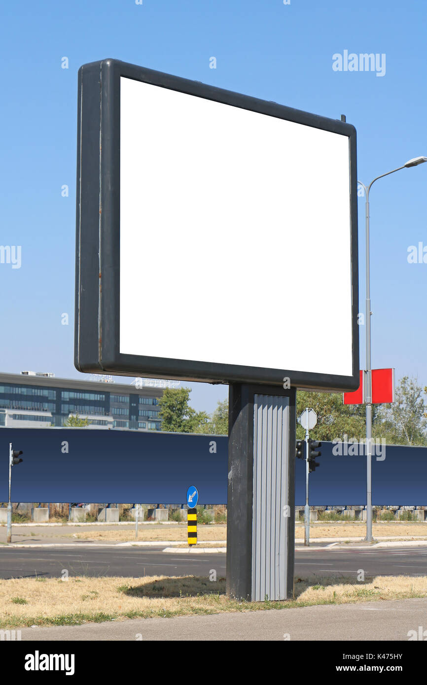 Blank advertising banner on urban city street Stock Photo - Alamy