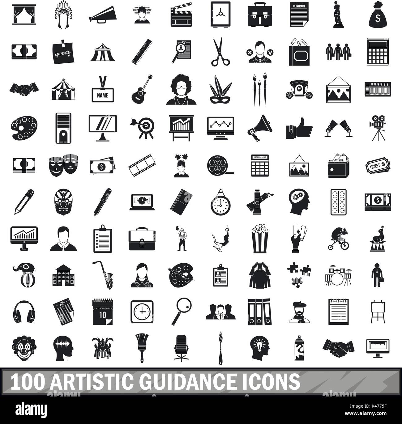 100 artistic guidance icons set, simple style Stock Vector Image & Art ...