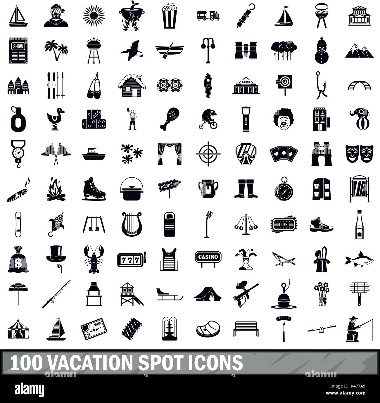 100 vacation spot icons set, simple style Stock Vector Image & Art - Alamy