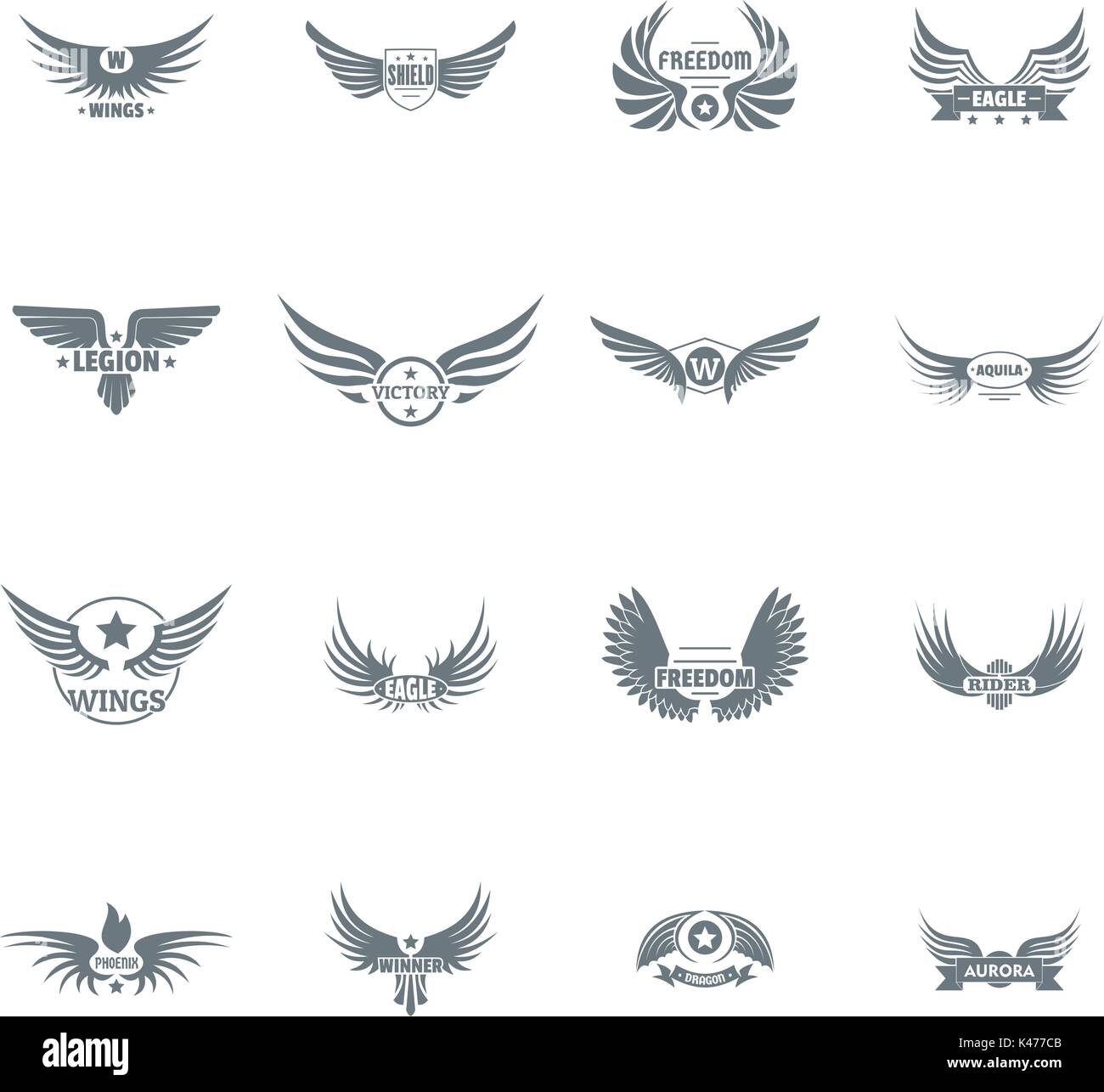 Wing logo icons set, simple style Stock Vector Image & Art - Alamy
