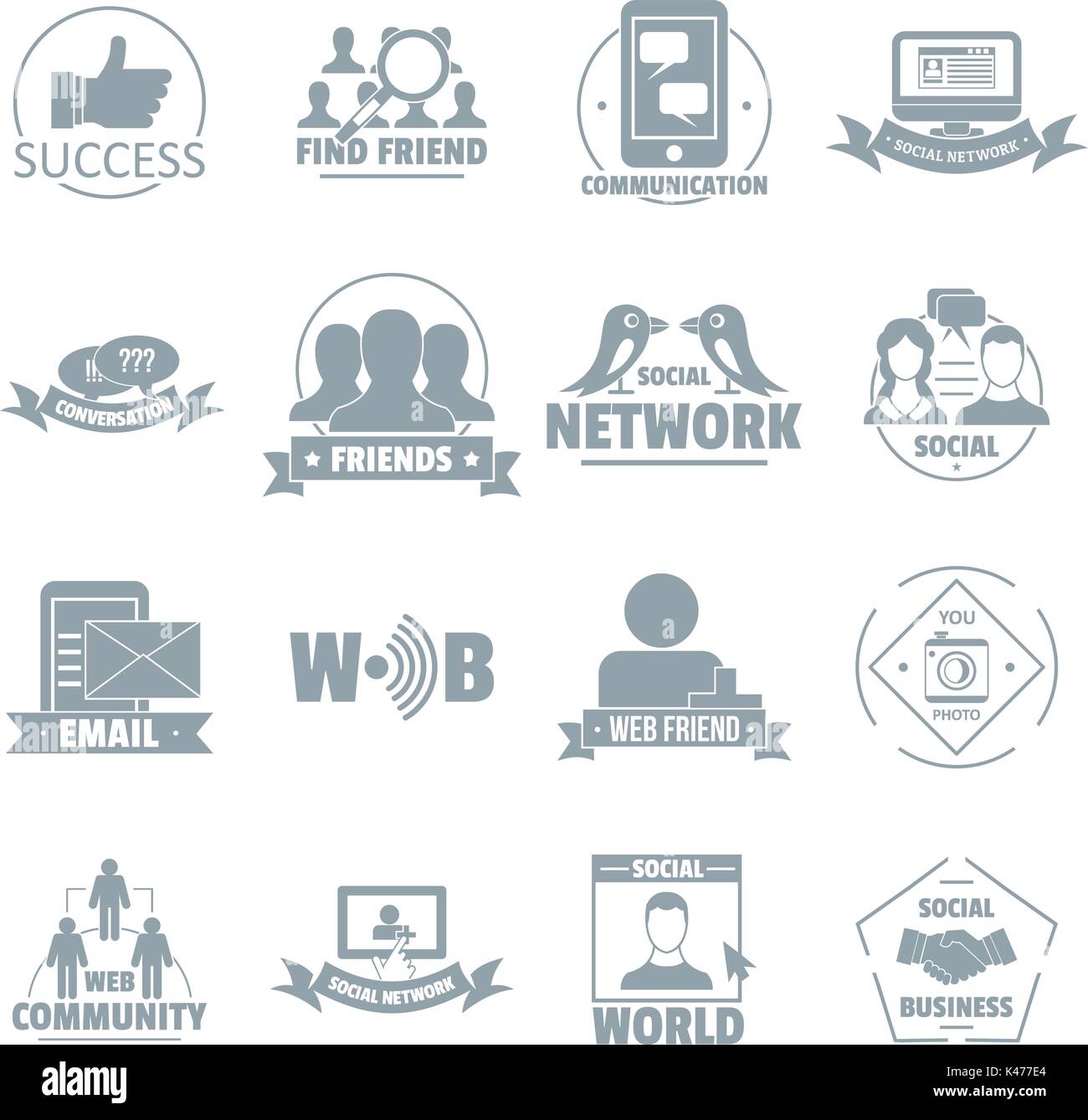 Social network logo icons set, simple style Stock Vector Image & Art ...