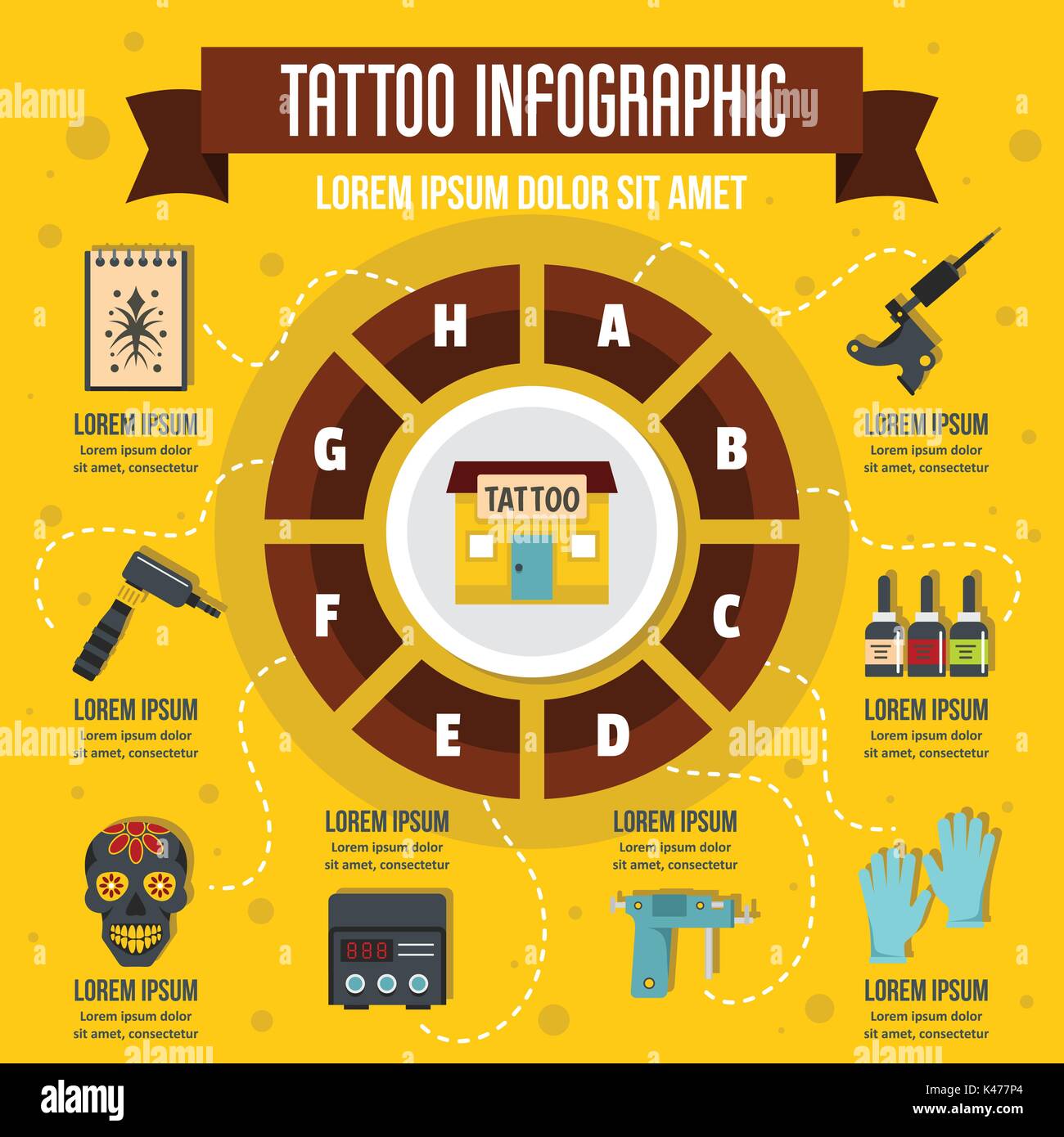 Tattoo infographic, flat style Stock Vector Image & Art - Alamy
