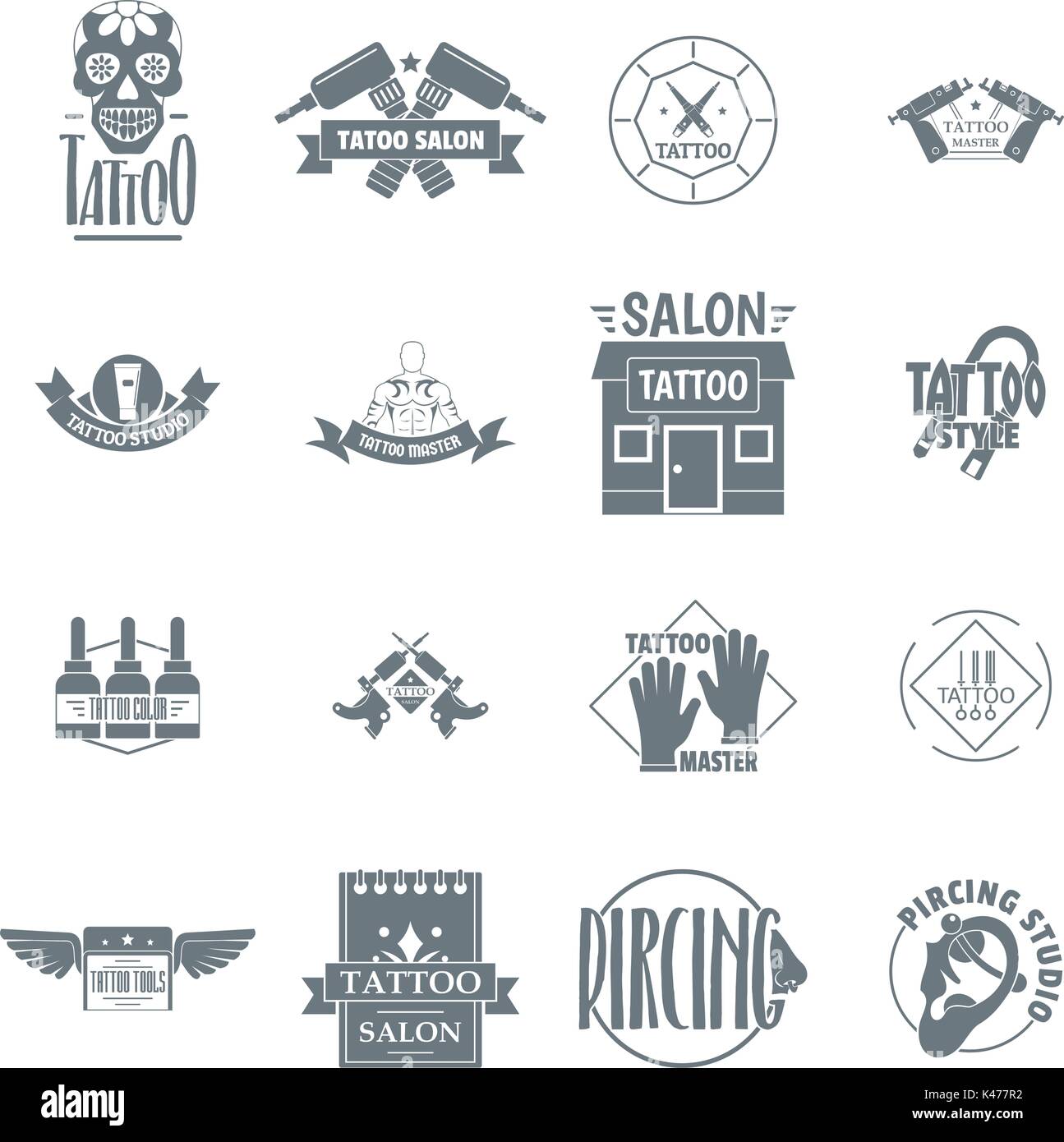 Tattoo logo icons set, simple style Stock Vector Image & Art - Alamy