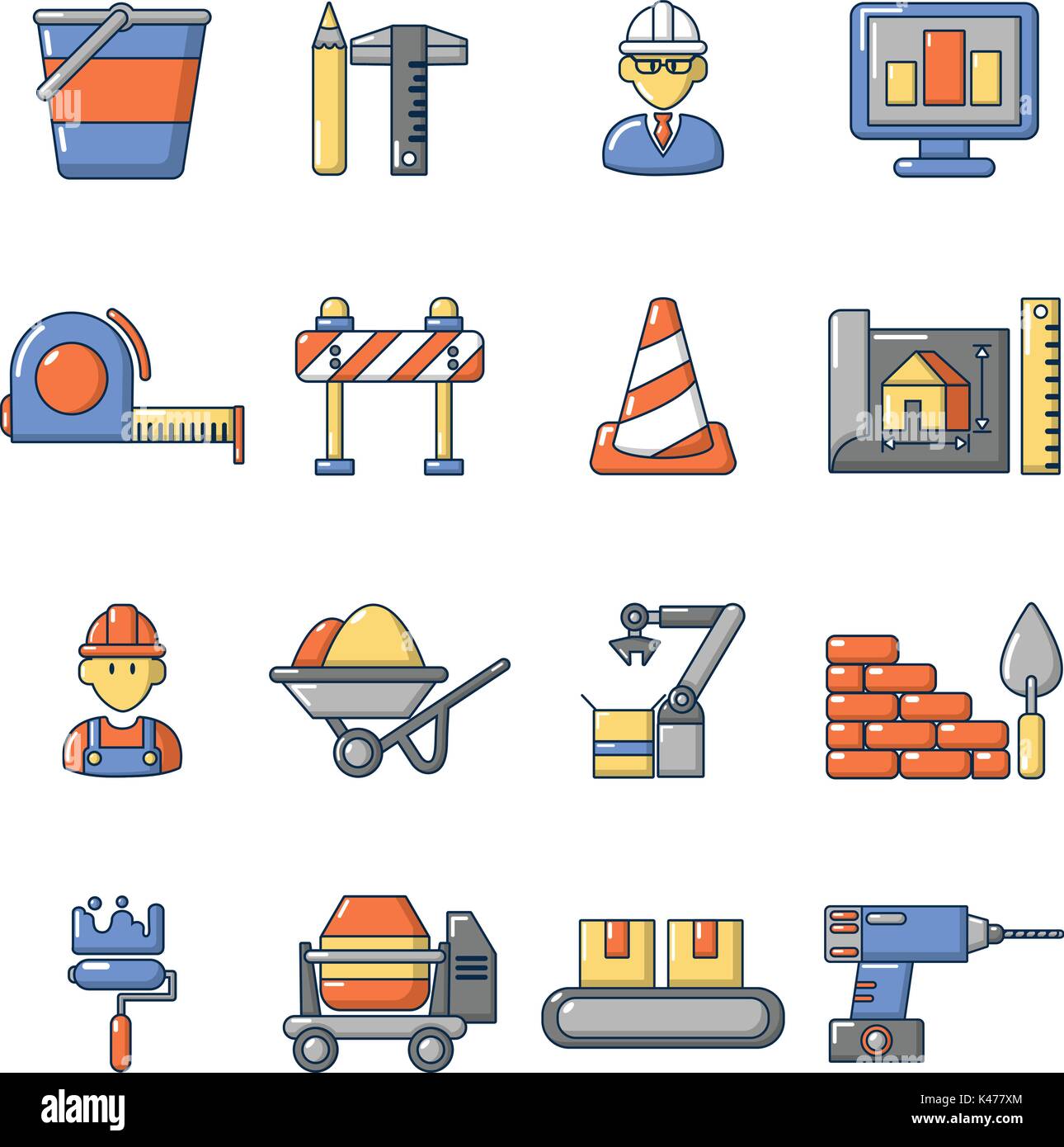 Building process icons set, cartoon style Stock Vector Image & Art - Alamy