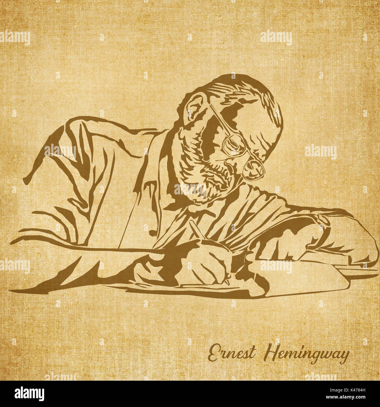 Historic Famous People Sketch Illustration Profile Vintage Parchment ...