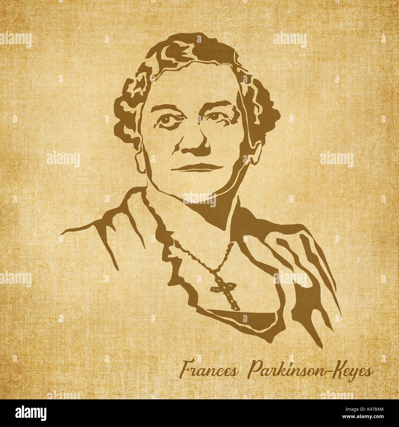 Historic Famous People Sketch Illustration Profile Vintage Parchment ...