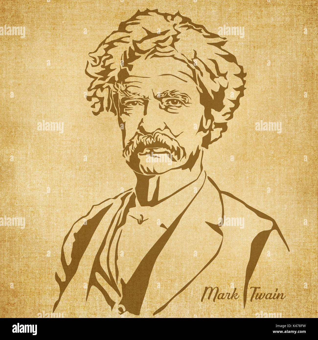 Historic Famous People Sketch Illustration Profile Vintage Parchment ...