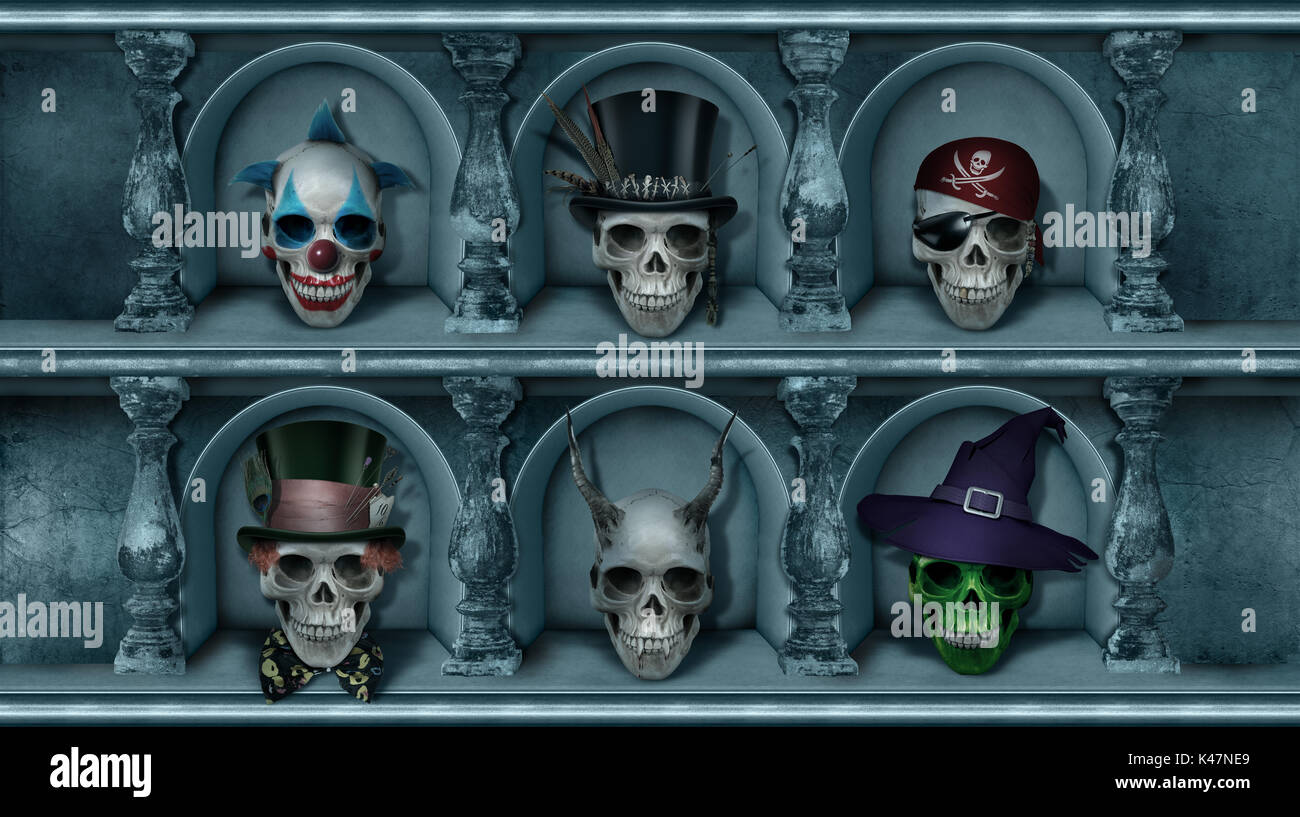 Chamber of Skulls Halloween Collection Stock Photo - Alamy