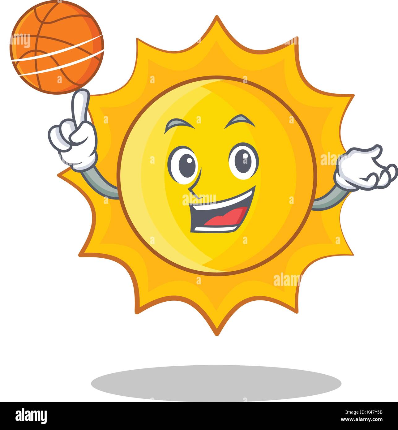 Playing basketball cute sun character cartoon Stock Vector Image & Art ...