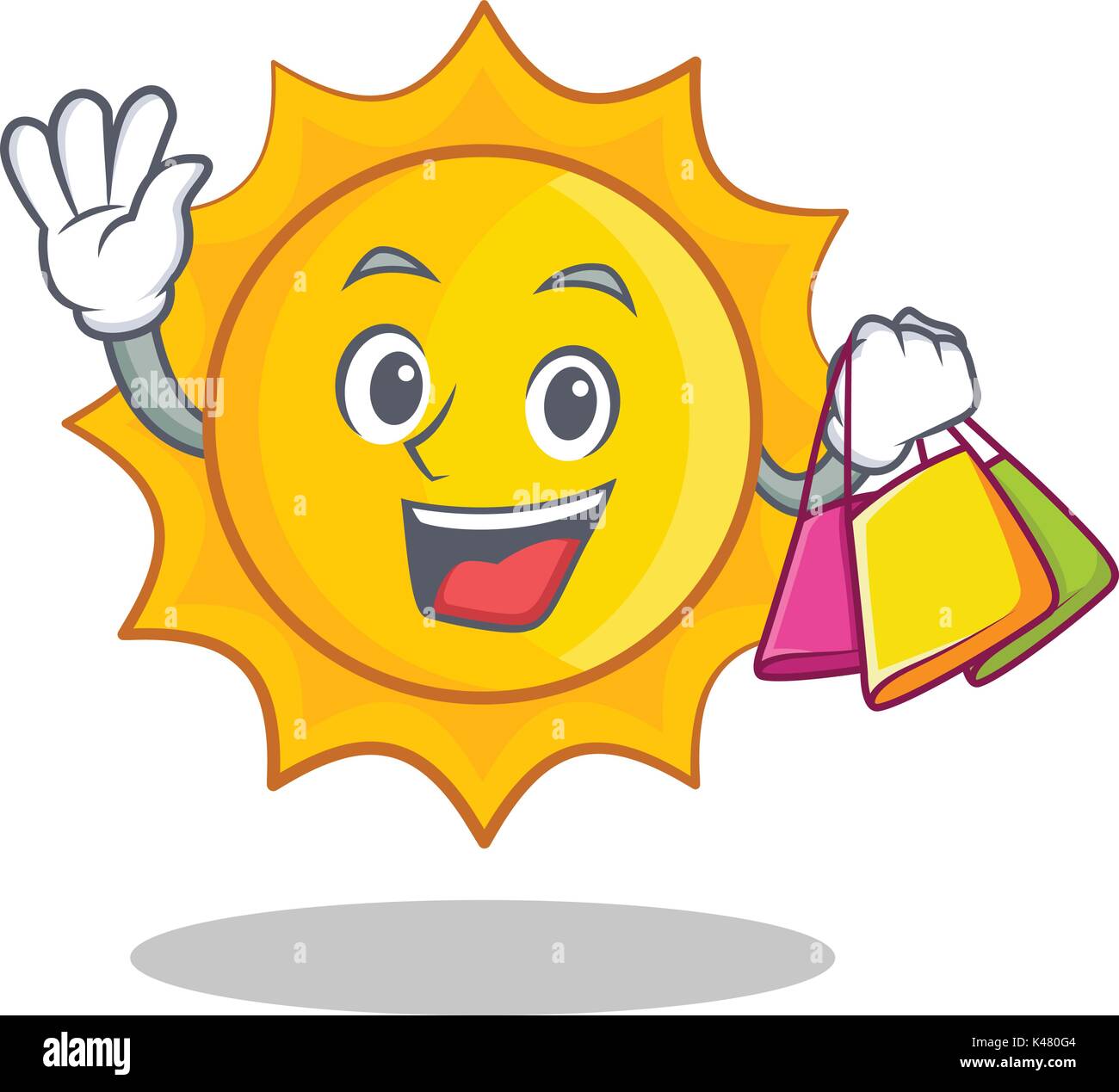 Shopping cute sun character cartoon Stock Vector Image & Art - Alamy