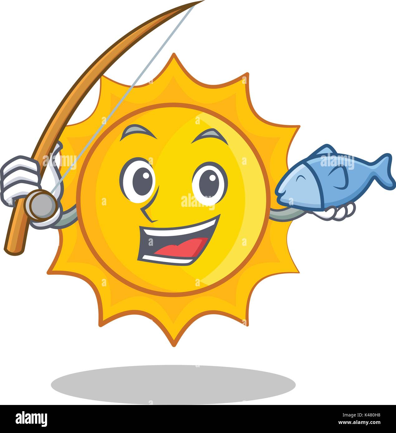 Fishing cute sun character cartoon Stock Vector Image & Art - Alamy