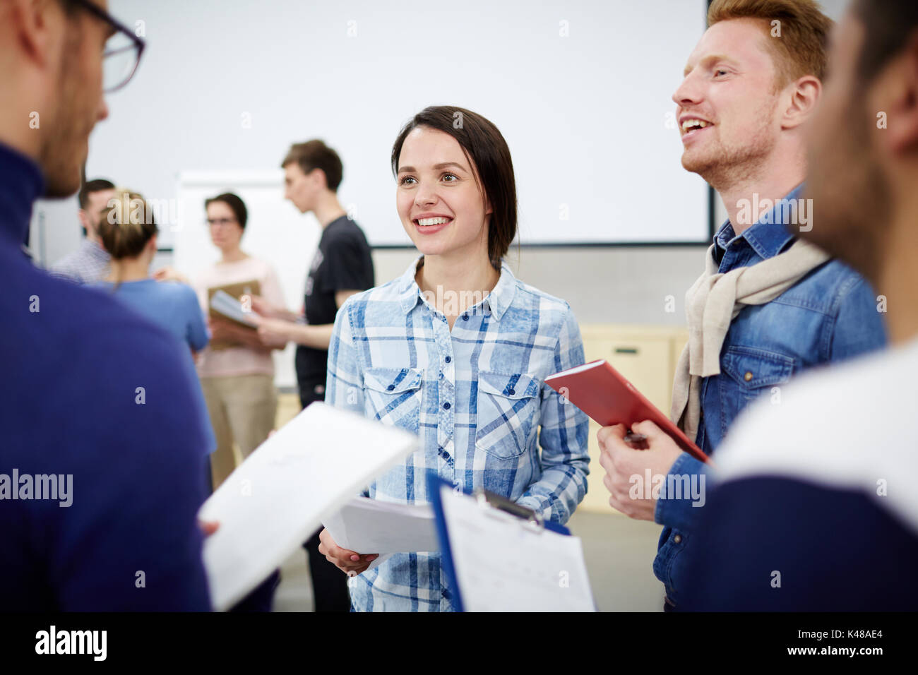 Talk after seminar Stock Photo - Alamy