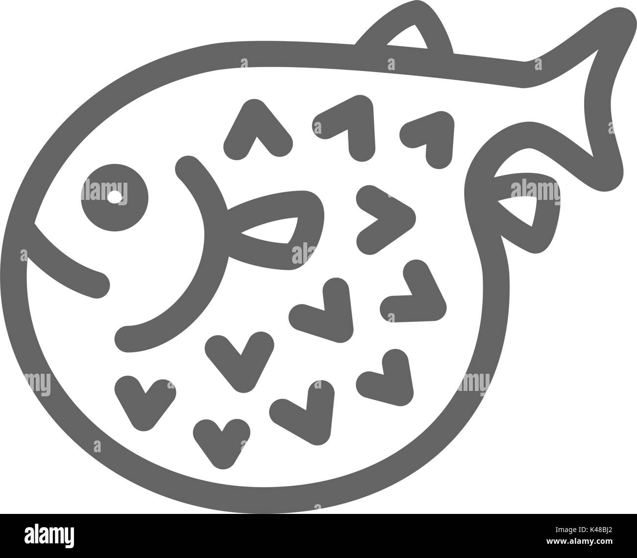 Simple fugu fish line icon. Symbol and sign vector illustration design ...
