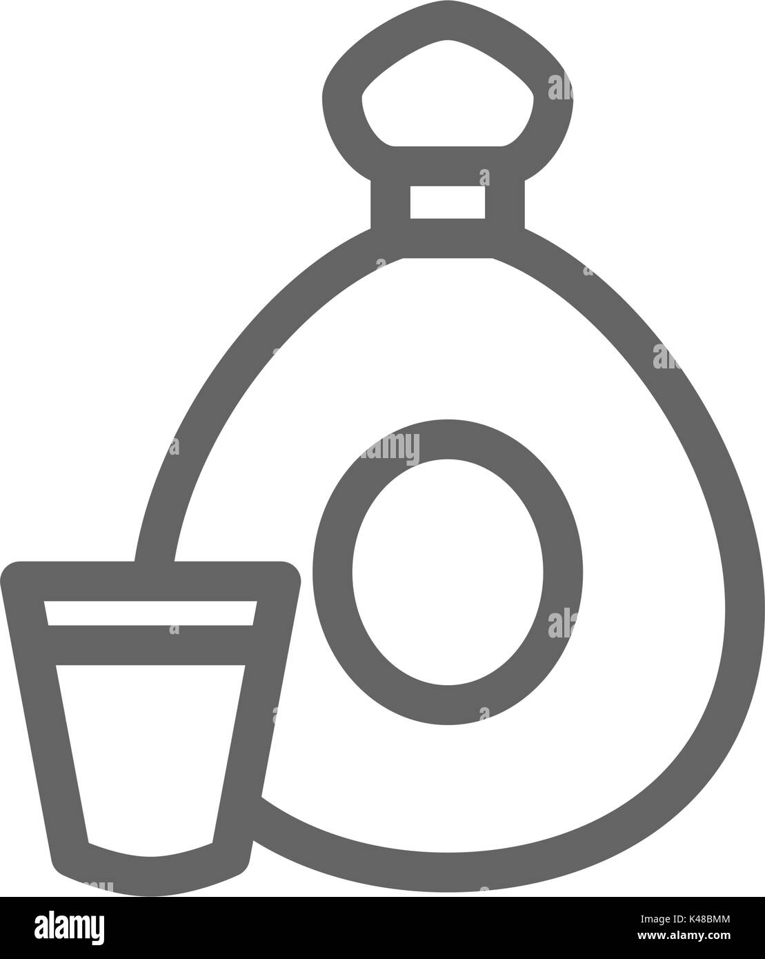 Simple cognac bottle line icon. Symbol and sign vector illustration ...