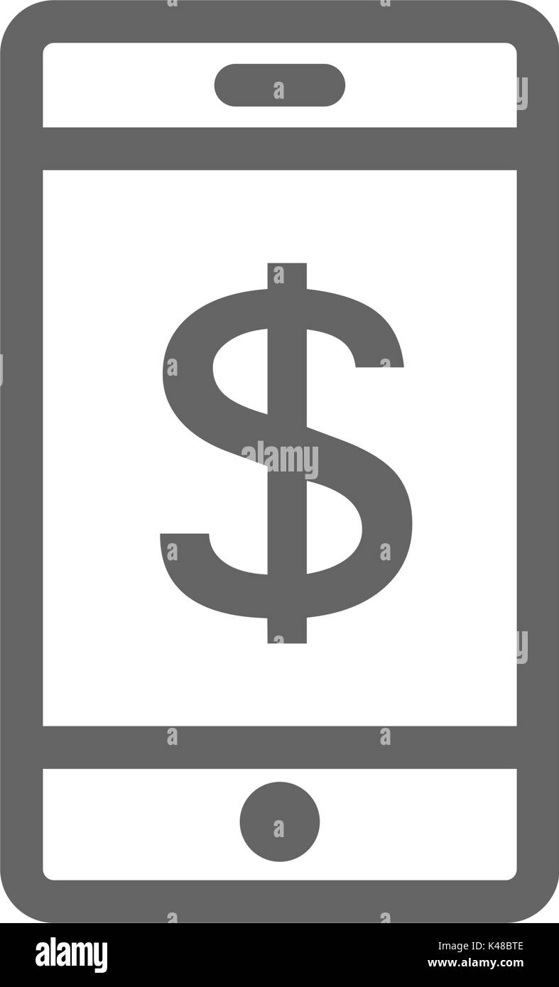 Simple mobile bank app line icon. Symbol and sign vector illustration ...