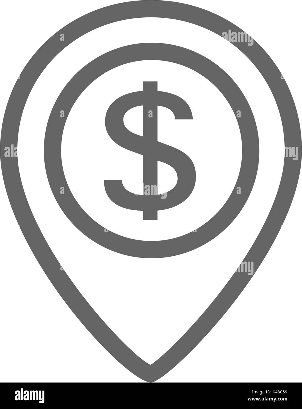 Vector of pin and dollar line icon combination. Symbol and sign vector ...