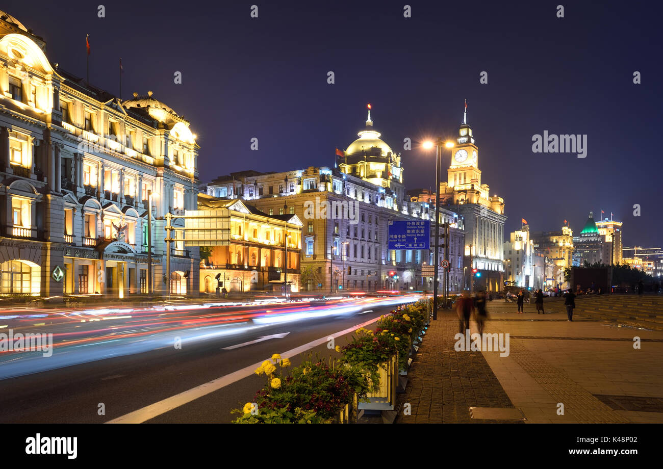 Shanghai,China - Apr 22,2016:The Shanghai Bund at night. The buildings ...