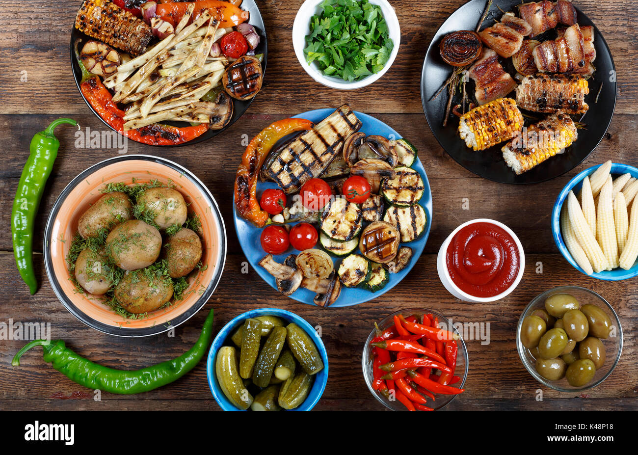 Vegetarian barbecue snacks Stock Photo - Alamy