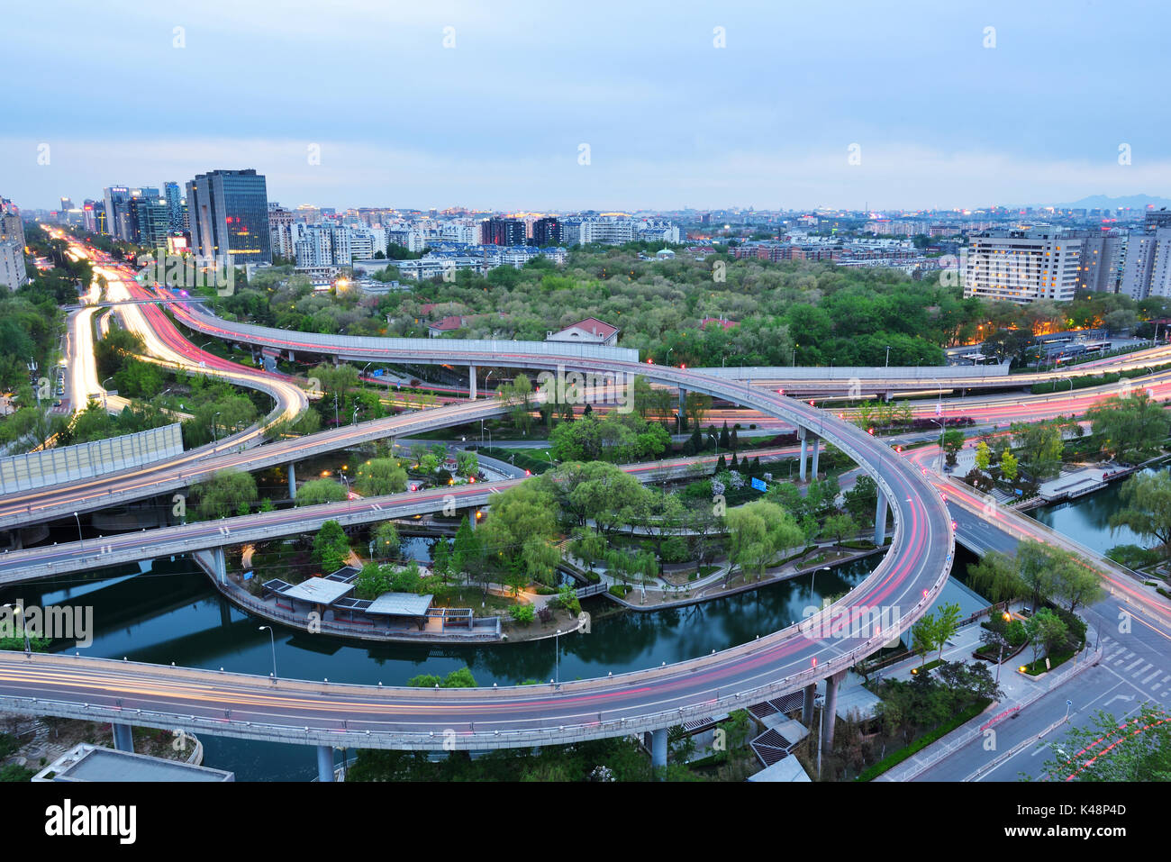 The Dongzhimen North Overpass at night in Beijing,China Stock Photo - Alamy
