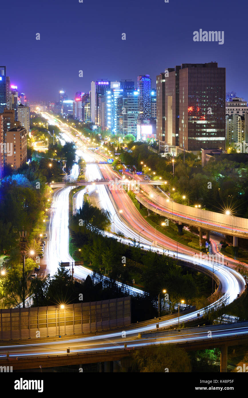 The Dongzhimen North Overpass at night in Beijing,China Stock Photo - Alamy
