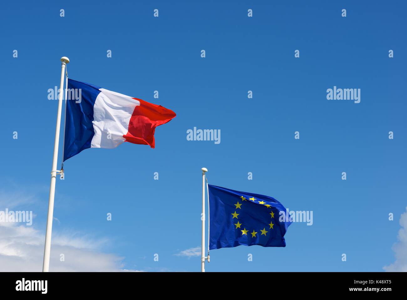 Close-up of the flags of the European Union and France Stock Photo - Alamy