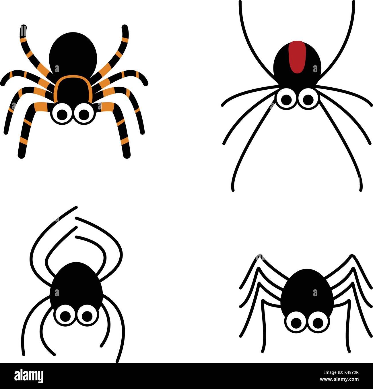 Set of cute spider in simple style, vector design Stock Vector Image ...