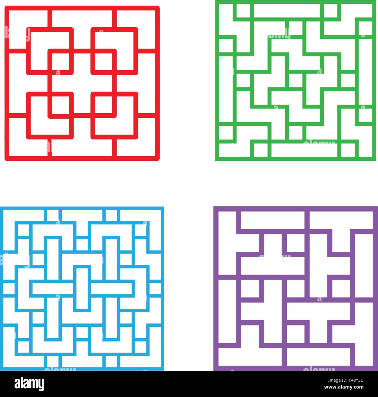 Set of square Chinese pattern window frame, vector Stock Vector Image ...