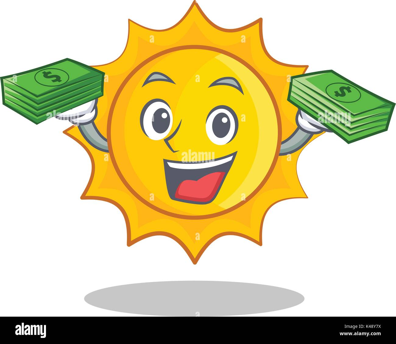 With money cute sun character cartoon Stock Vector Image & Art - Alamy