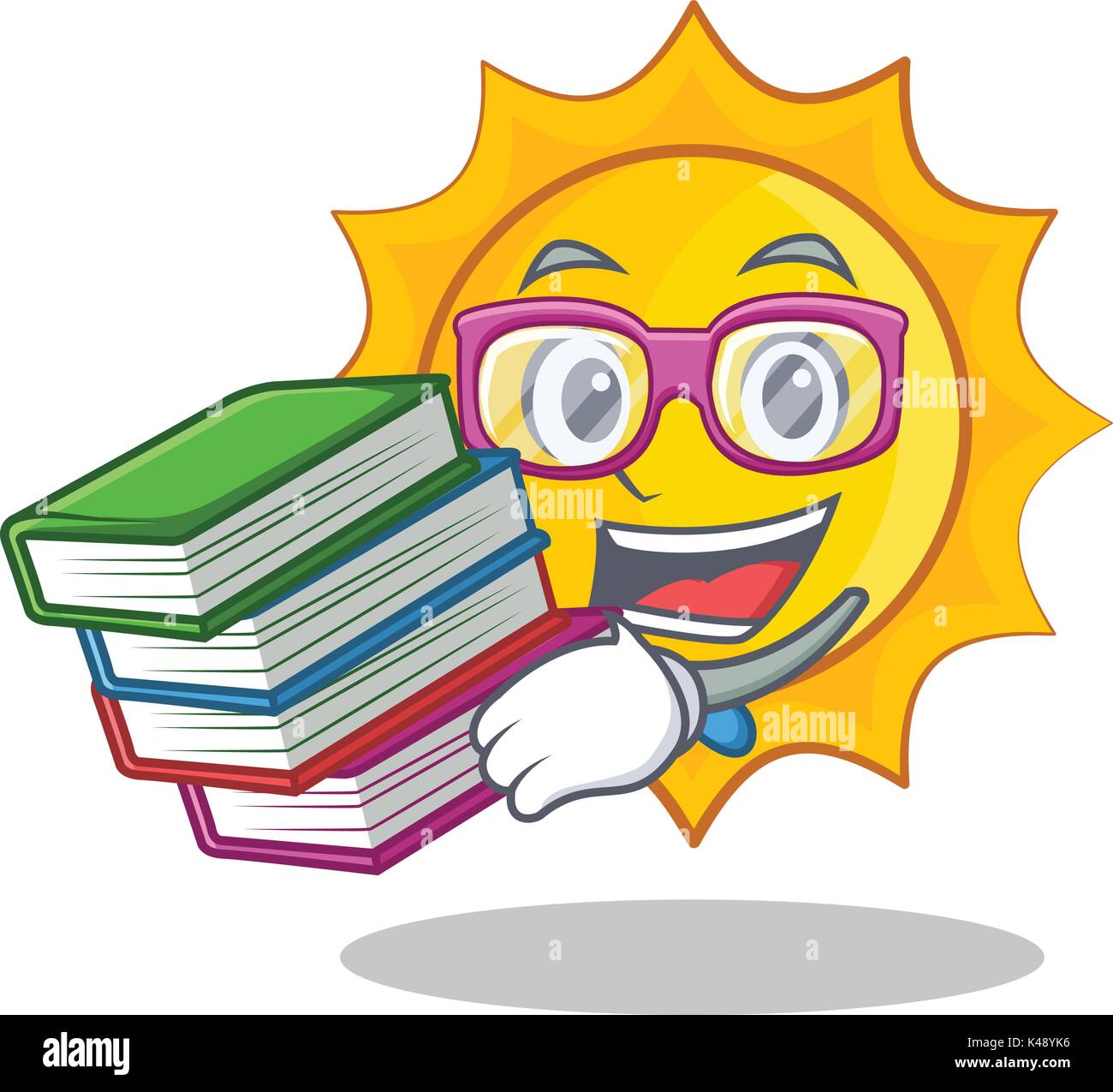 Student with book cute sun character cartoon Stock Vector Image & Art ...