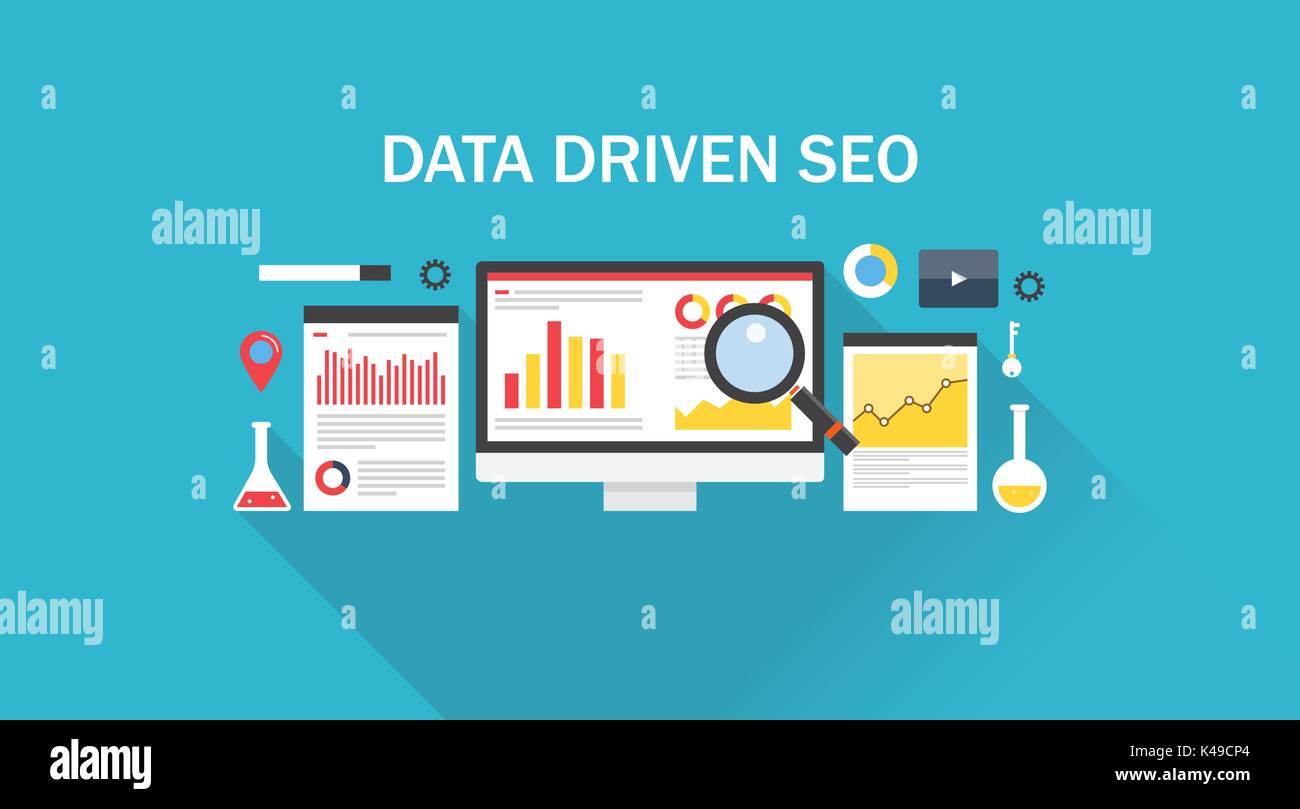 Data driven marketing - Seo - data analysis - website analysis. Flat ...
