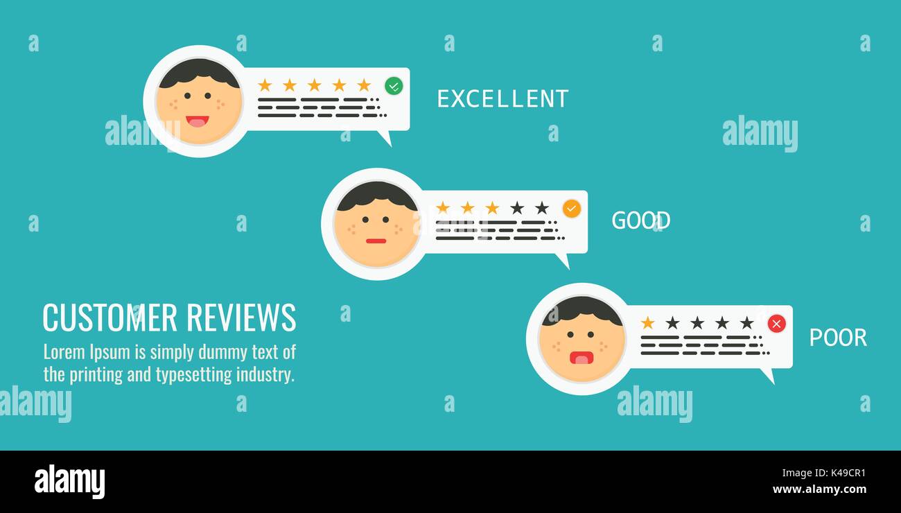 Customer review concept - online review. Flat design web infographic ... Customer review concept - online review. Flat design web infographic ...