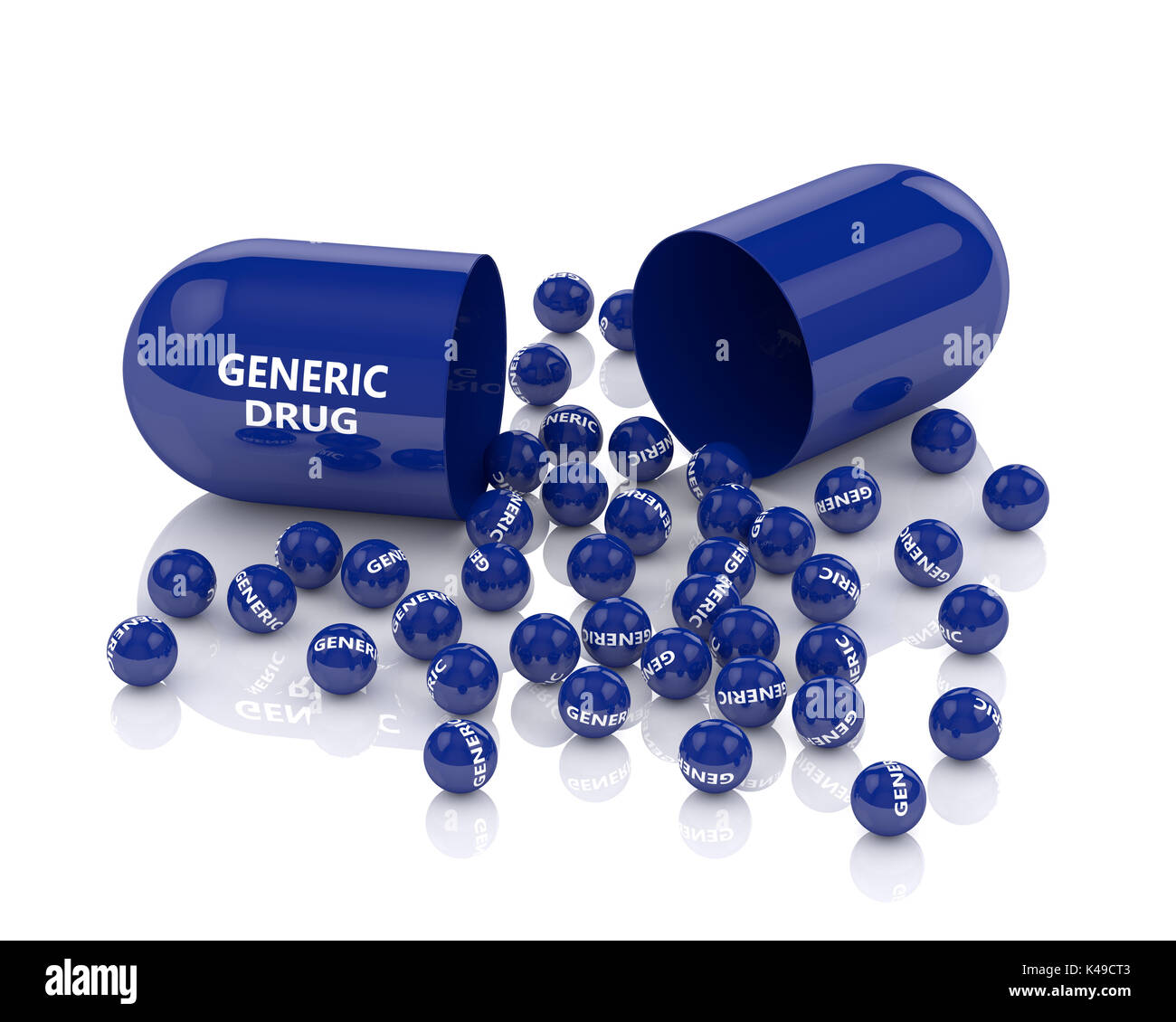 3D render of generic pill with granules over white background Stock ...
