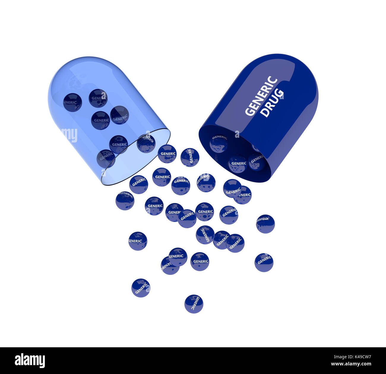 3D render of generic pill with granules l over white background Stock ...