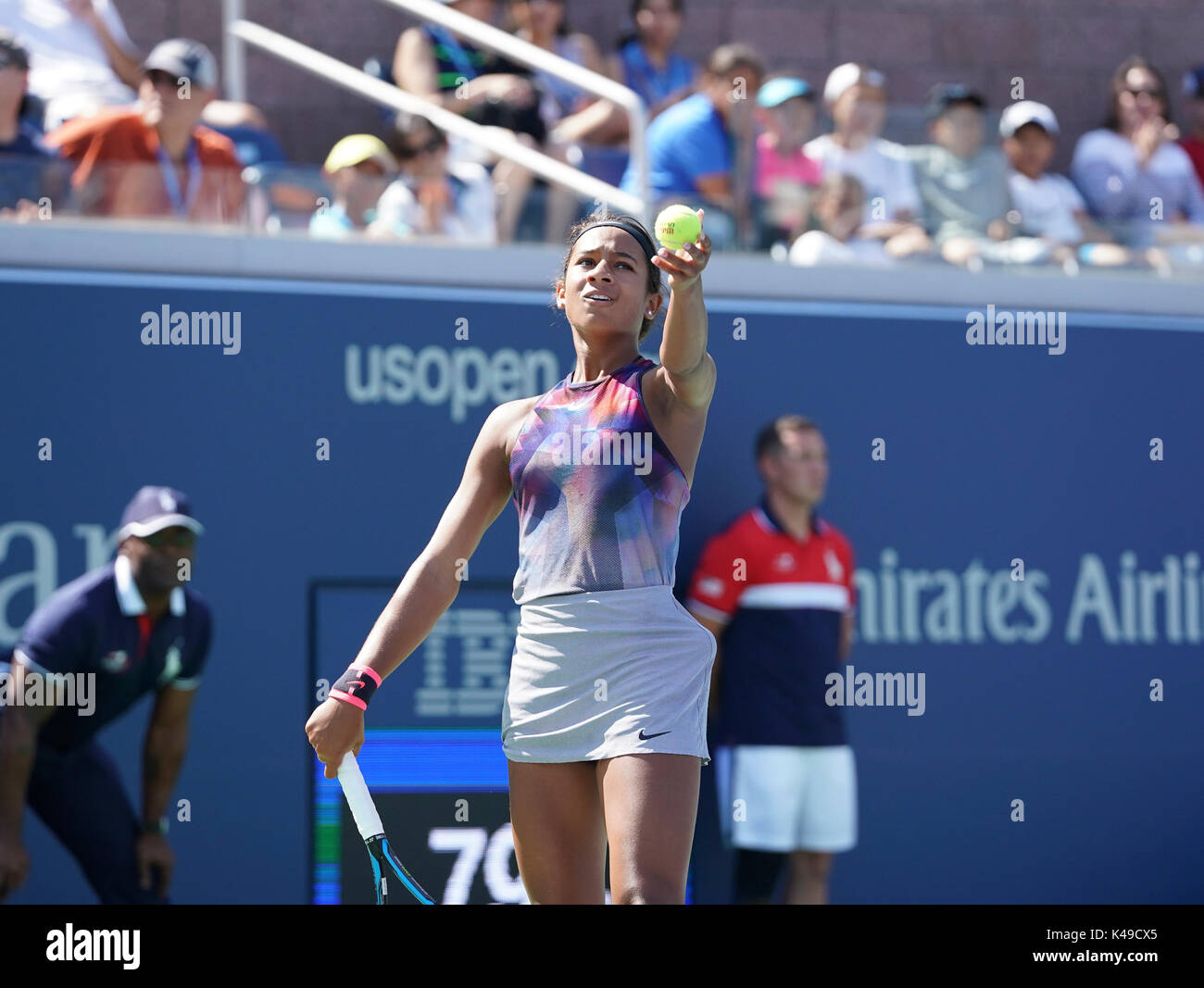 New York, United States. 04th Sep, 2017. Whitney Osuigwe of USA serves ...