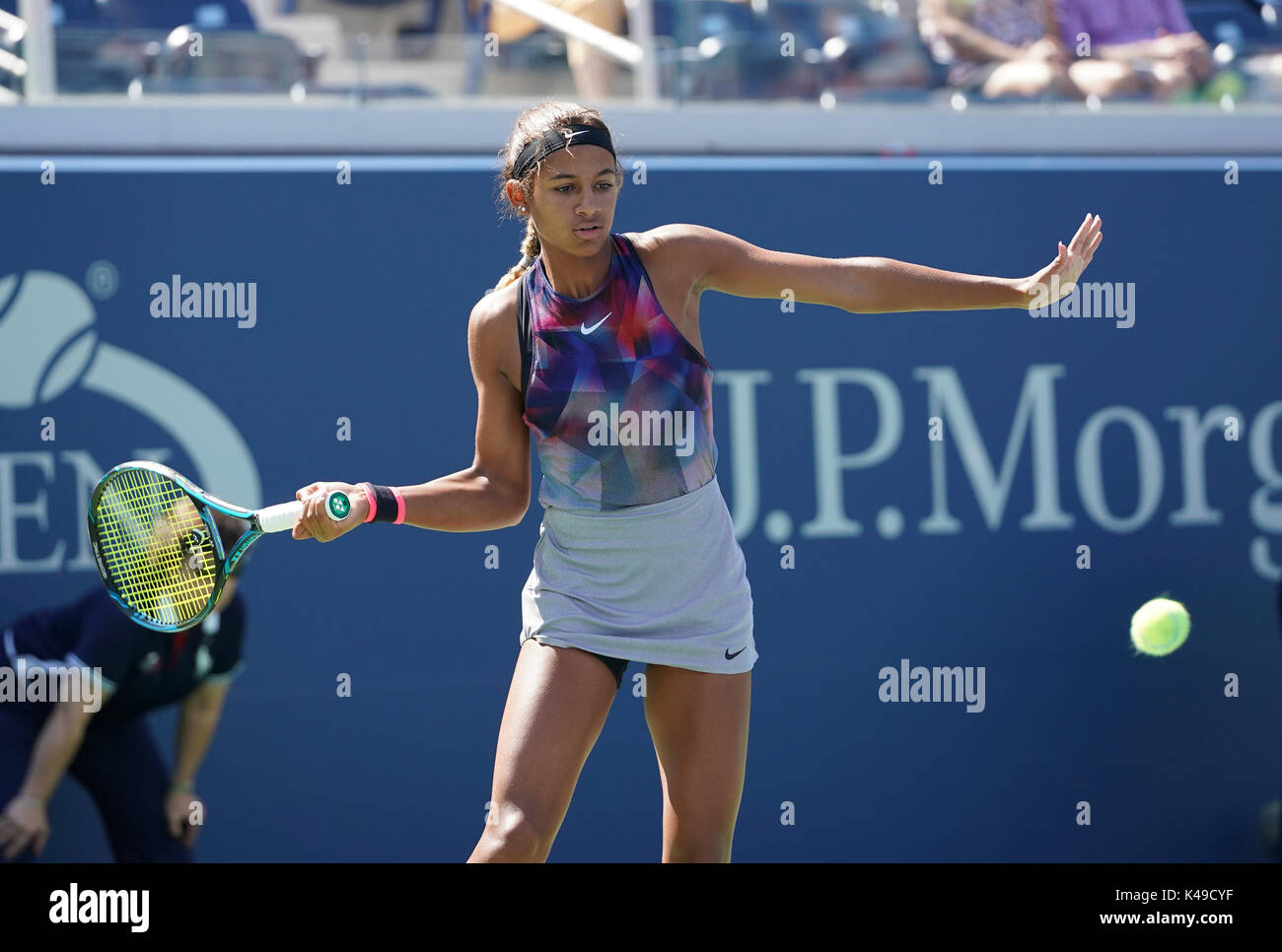New York, United States. 04th Sep, 2017. Whitney Osuigwe of USA returns ...