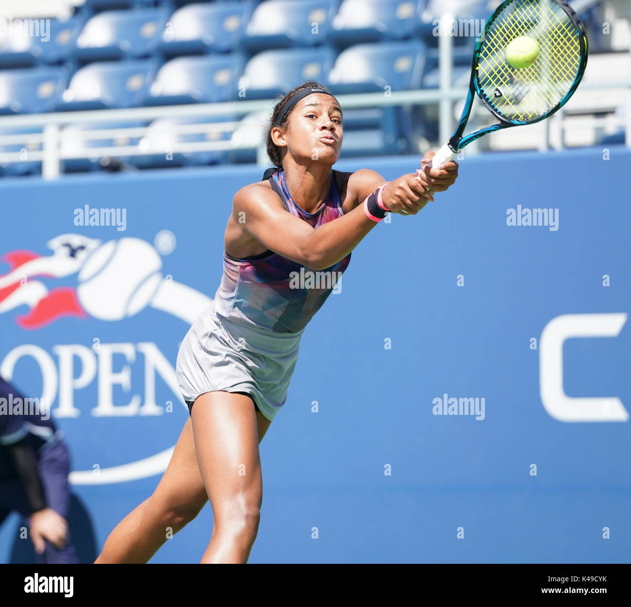 New York, United States. 04th Sep, 2017. Whitney Osuigwe of USA returns ...