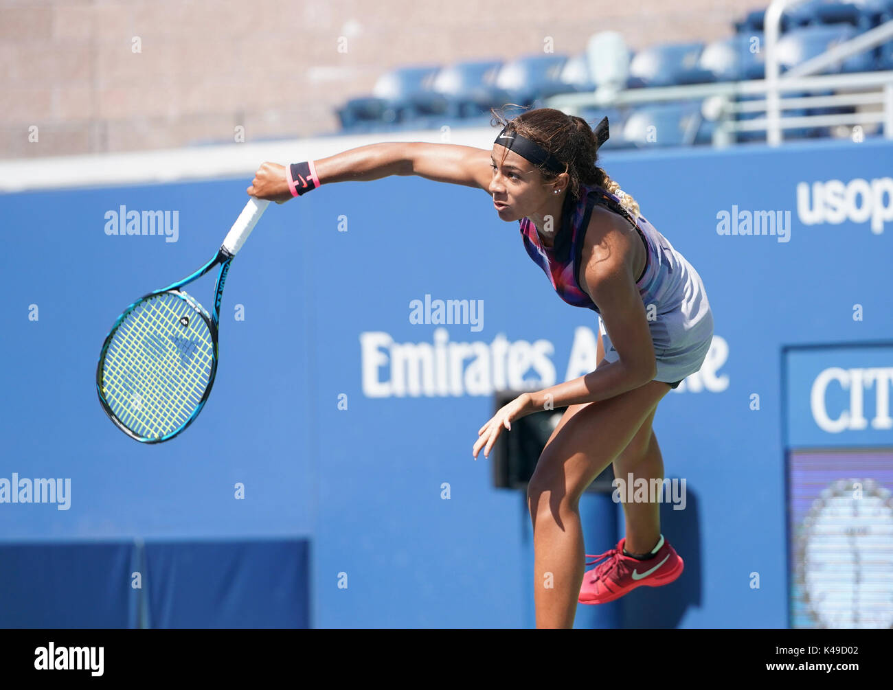New York, United States. 04th Sep, 2017. Whitney Osuigwe of USA serves ...
