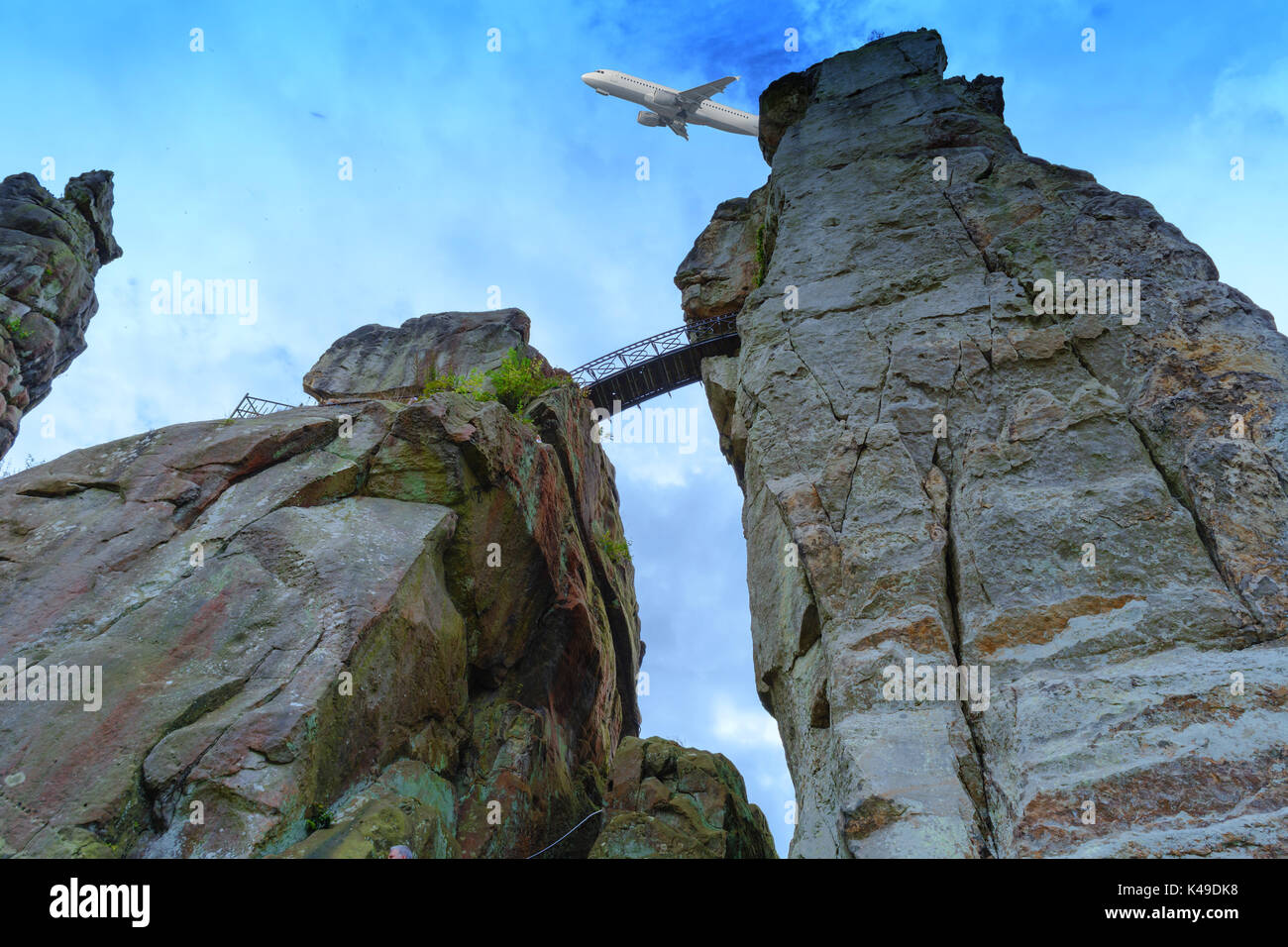 The external stones, marked sandstone rock formation in the Teutoburg ...